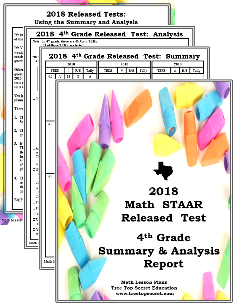 2018 Math STAAR Released Test 4th Grade Summary And Analysis 